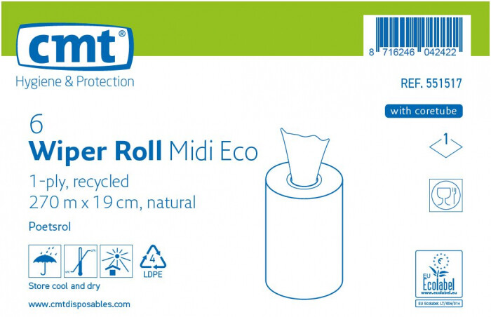 CMT Poetsrol Midi Eco Recycled 1lgs 270m Naturel, pak 6rol - Facility ...